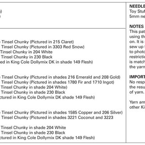 King Cole Tinsel Gnomes Knitting Pattern 9113, Christmas Toy , Knitted ...