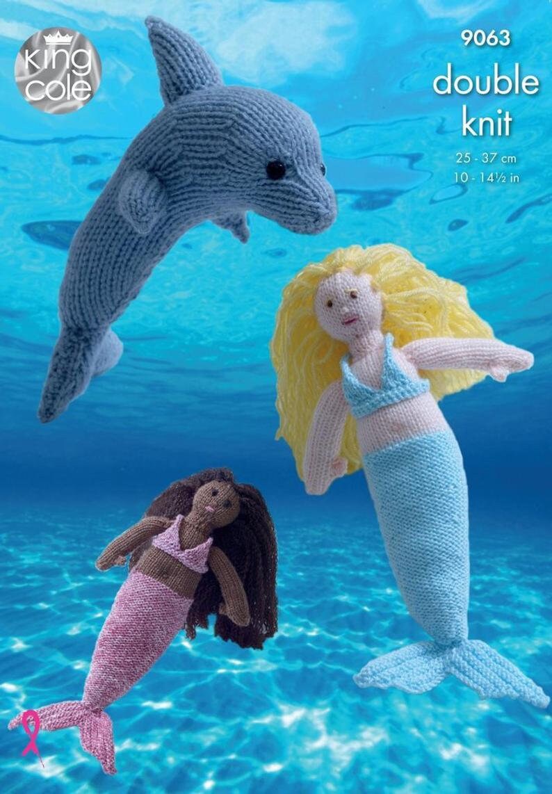 King Cole Dolphin and Mermaid Knitting Pattern 9063 Stuffed - Etsy