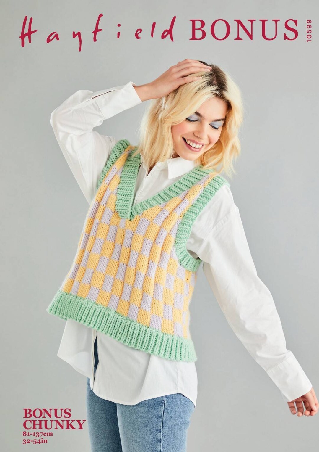 Ladies Checkerboard Sweater Vest / Tank Top Knitting Pattern 10599 in ...