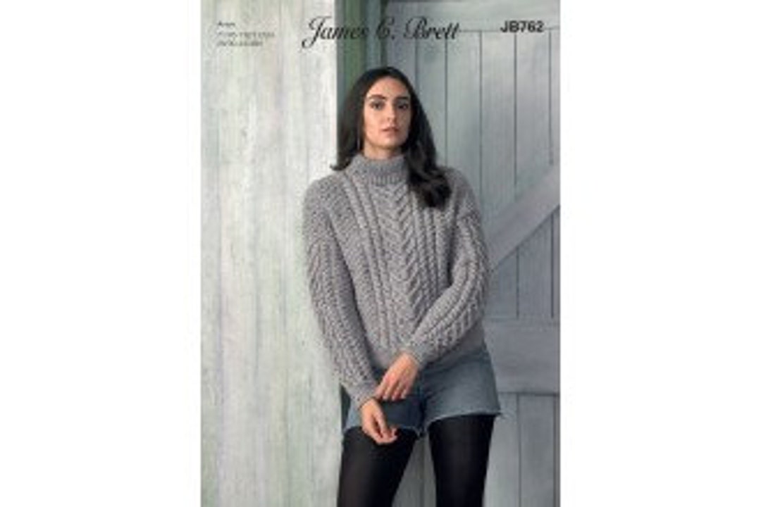 Womens Sweater Knitting Pattern in James C Brett Rustic Aran, James C Brett JB762, Aran Knitting ...