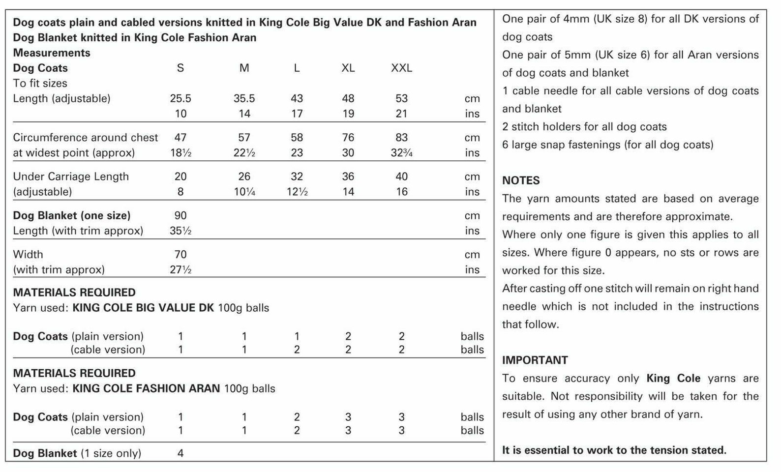 Dog Blankets and Coats Knitting Pattern King Cole K9 - Etsy