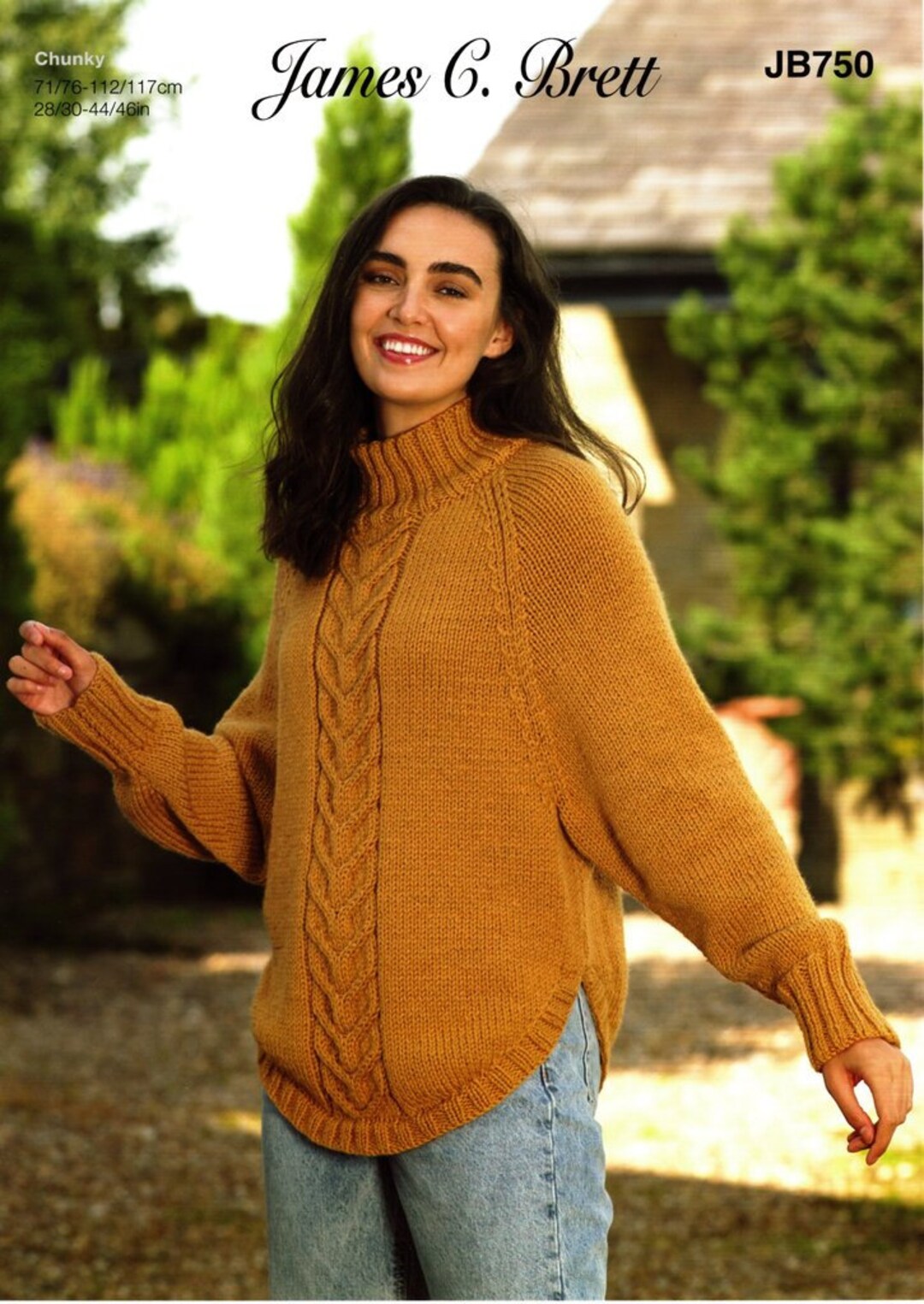 Womens Cable Raglan Sweater Knitting Pattern in James C Brett Chunky ...