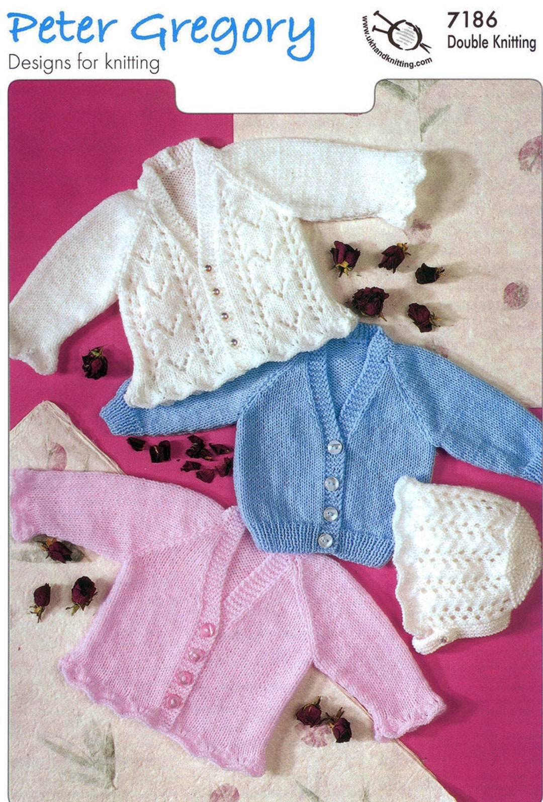 Peter Gregory 7186 Knitting Pattern. Bonnet and Cardigans. - Etsy