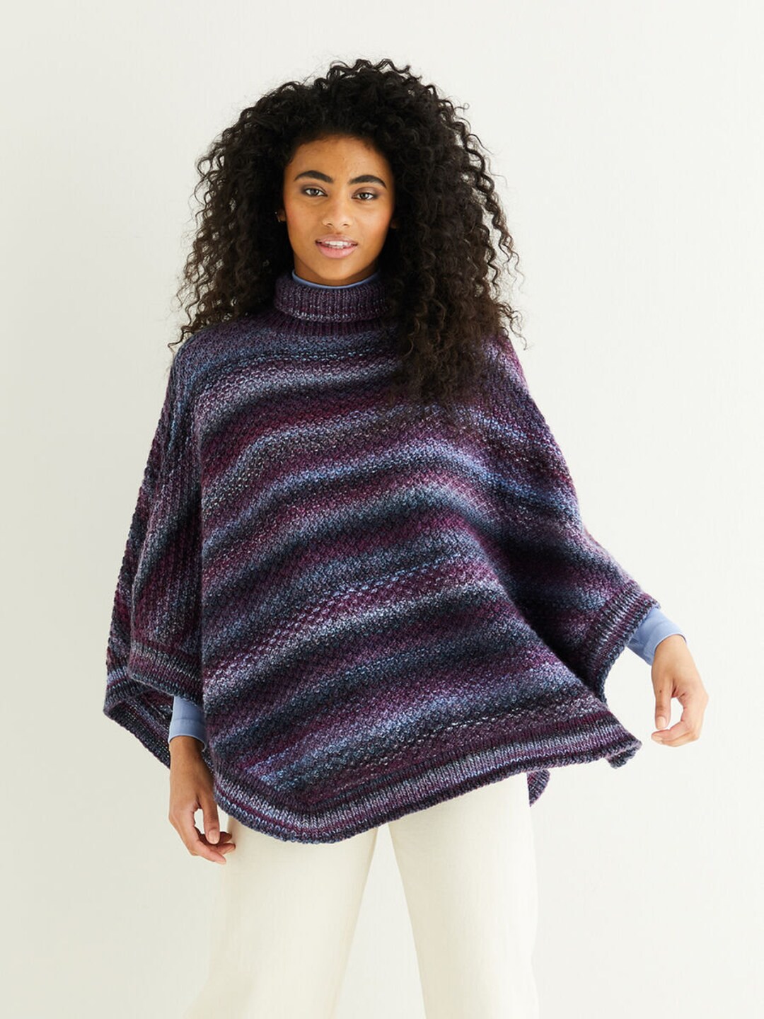 Ladies Textured Poncho Knitting Pattern in Sirdar Jewelspun Aran ...