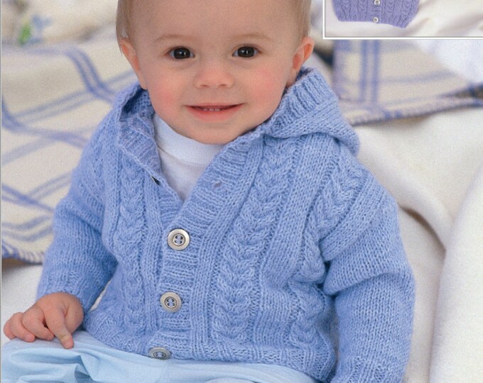 Boys Collared or Hooded Cardigan Knitting Pattern, Sirdar 1518, Hooded ...