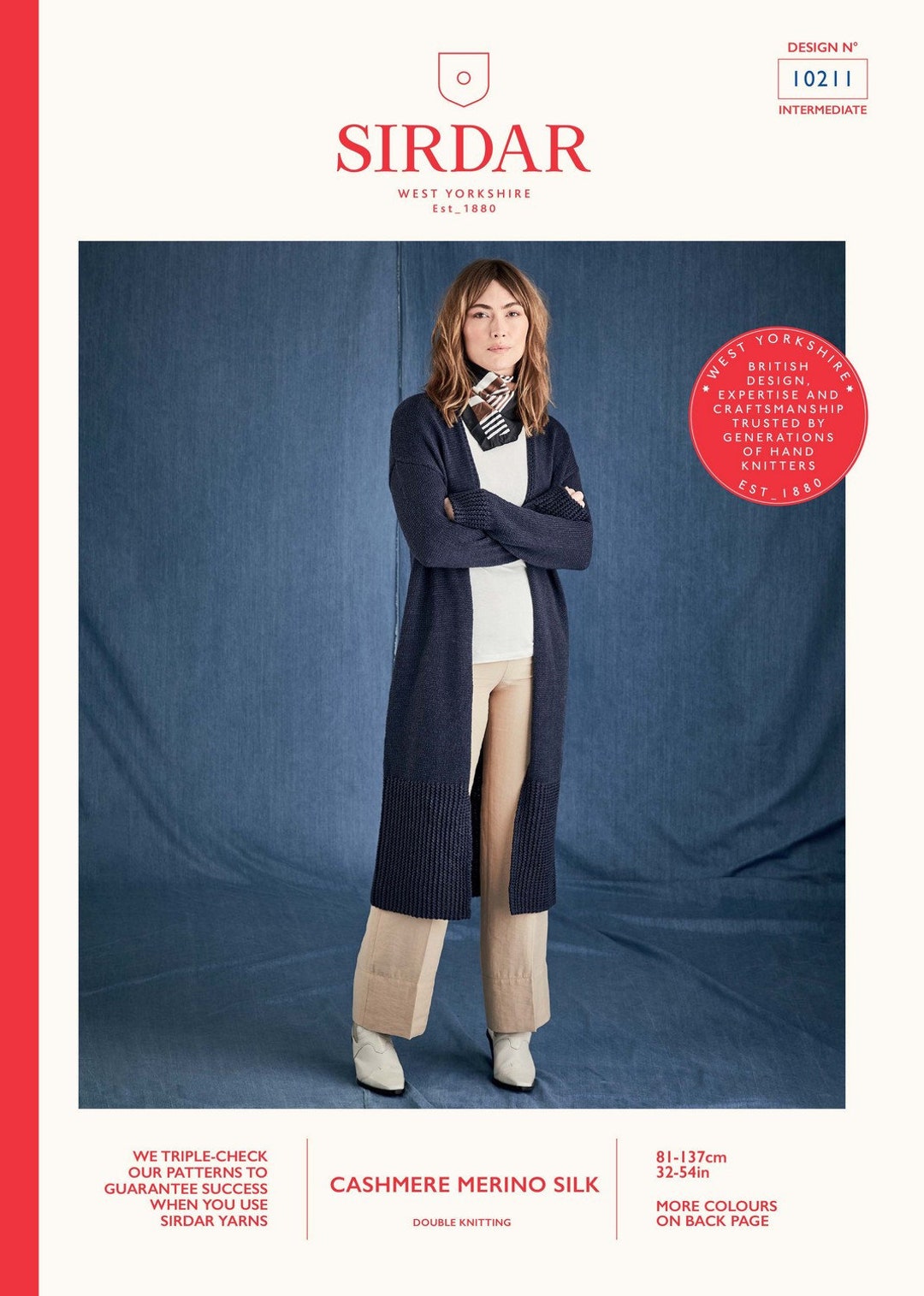 Ladies Long-line Cardigan Knitting Pattern in Sirdar Snuggly Cashmere ...