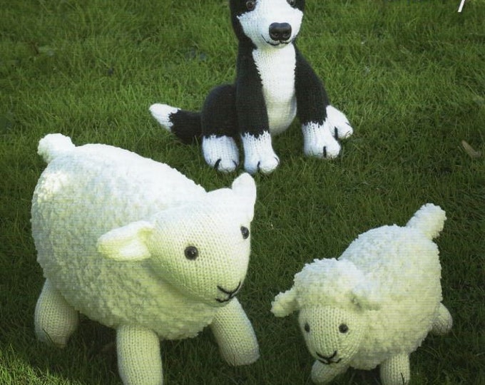 Sheep , Lamb and Sheepdog Knitting Pattern in DK and Chunky Pattern ...