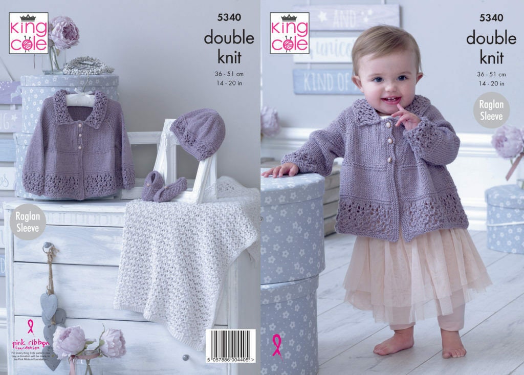 King Cole 5340 DK Knitting Pattern Babies Matinee Jacket | Etsy