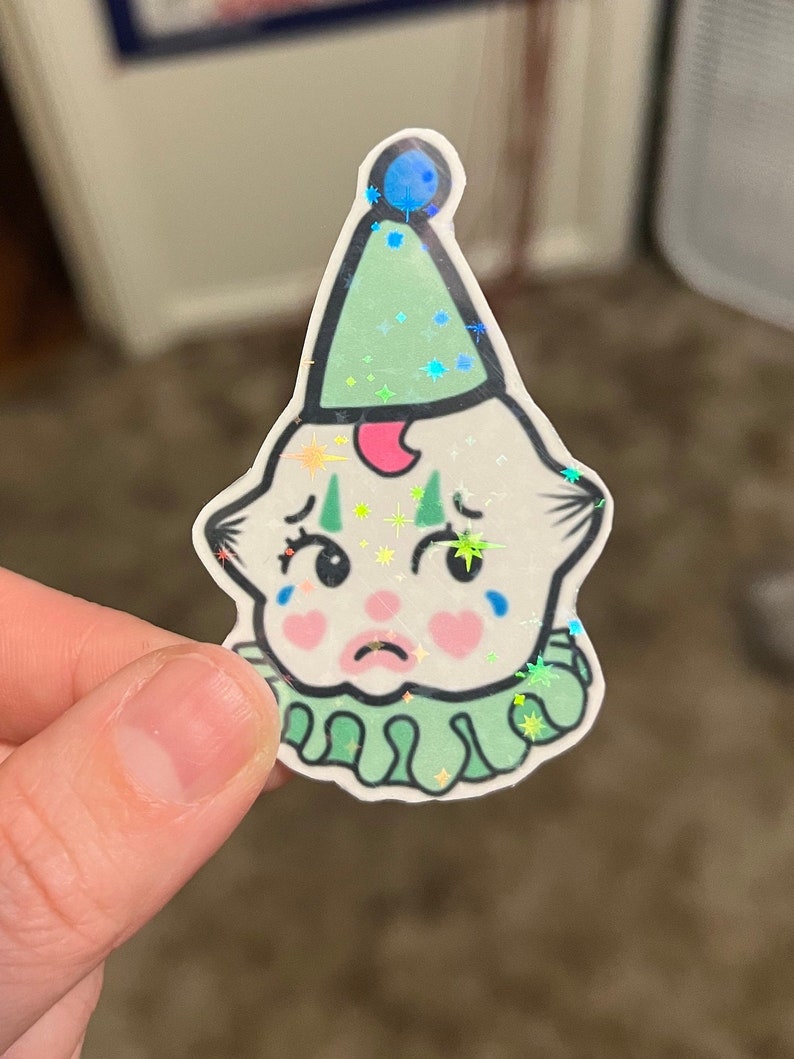 Sad Clown, Cute Sticker, Kewpie, Imperfect, Handmade, Water Bottle ...