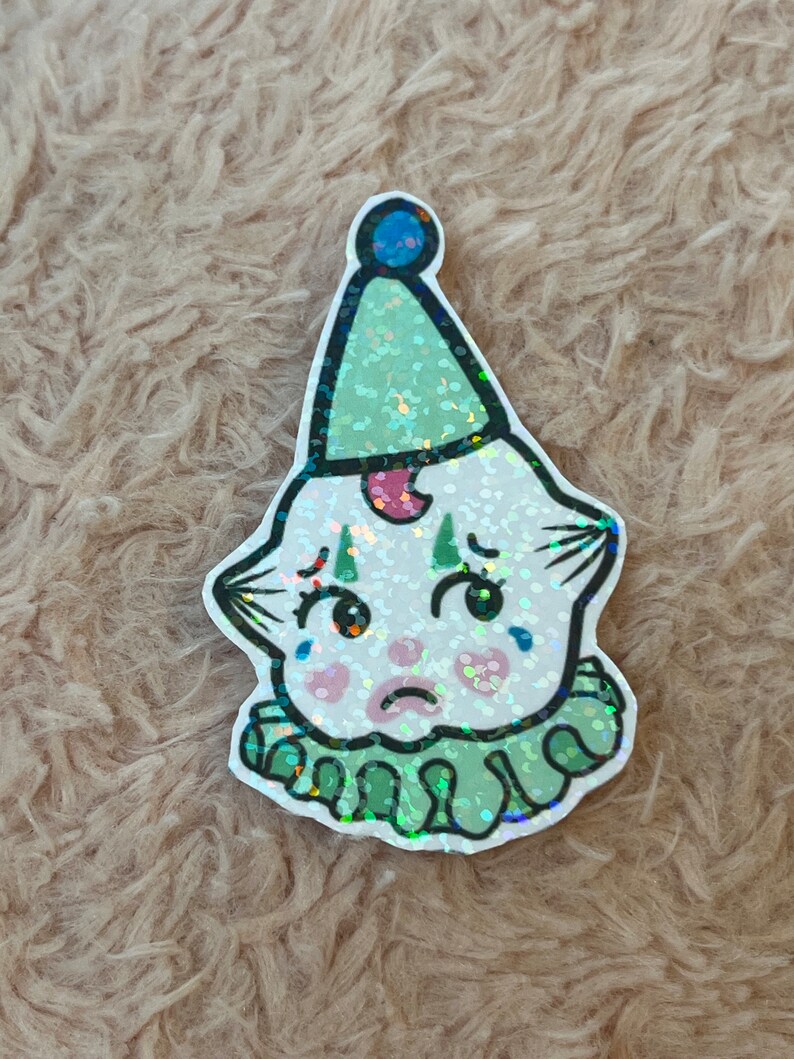 Sad Clown, Cute Sticker, Kewpie, Imperfect, Handmade, Water Bottle ...