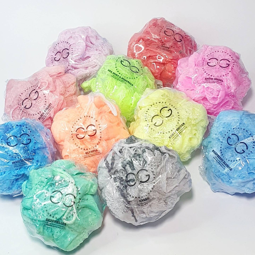 Soap Filled Shower Puff | Soap Scrunchie | Loofah | Scrubby | Bath and ...