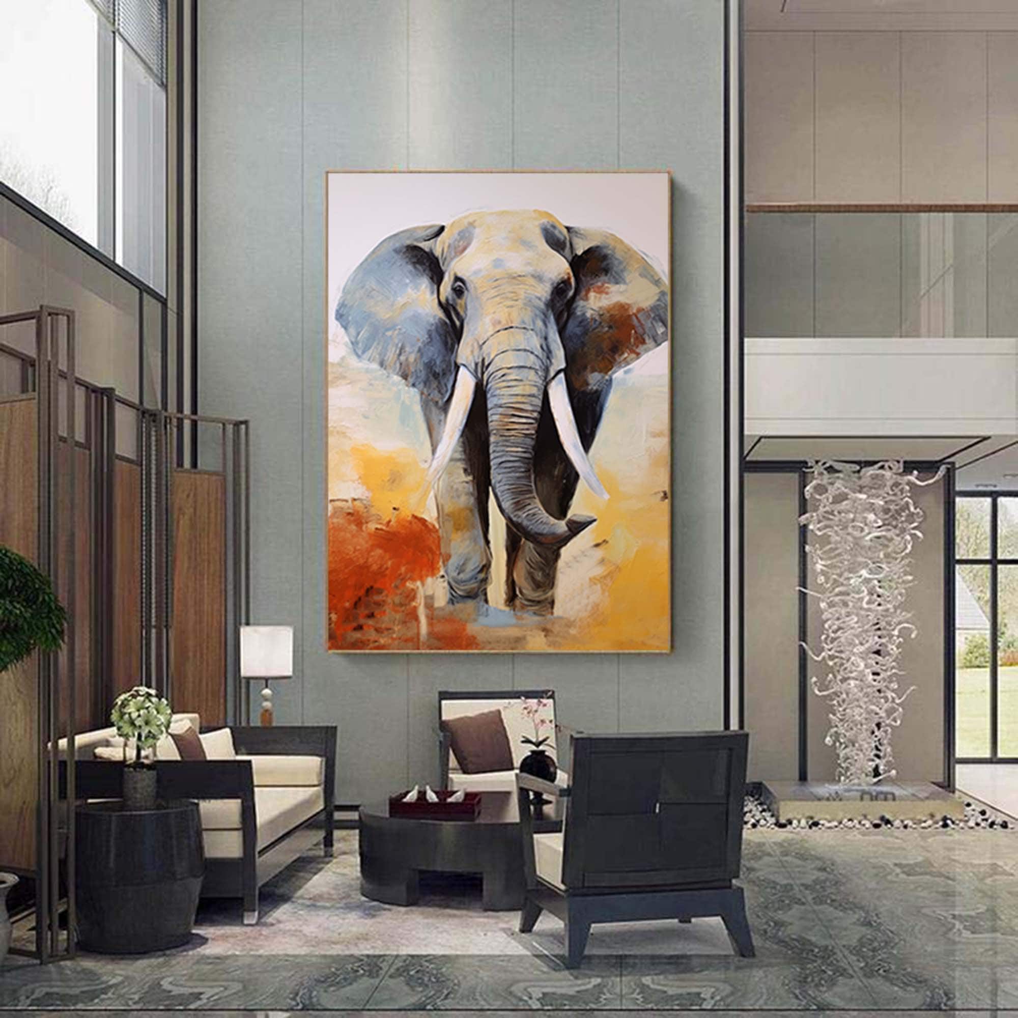 Elephant Painting Elephant Canvas Art Elephant Wall Decor - Etsy