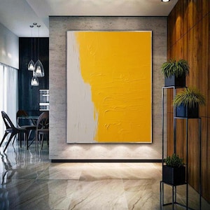 Large Minimalist Yellow Painting Abstract Minimalist Modern Painting ...