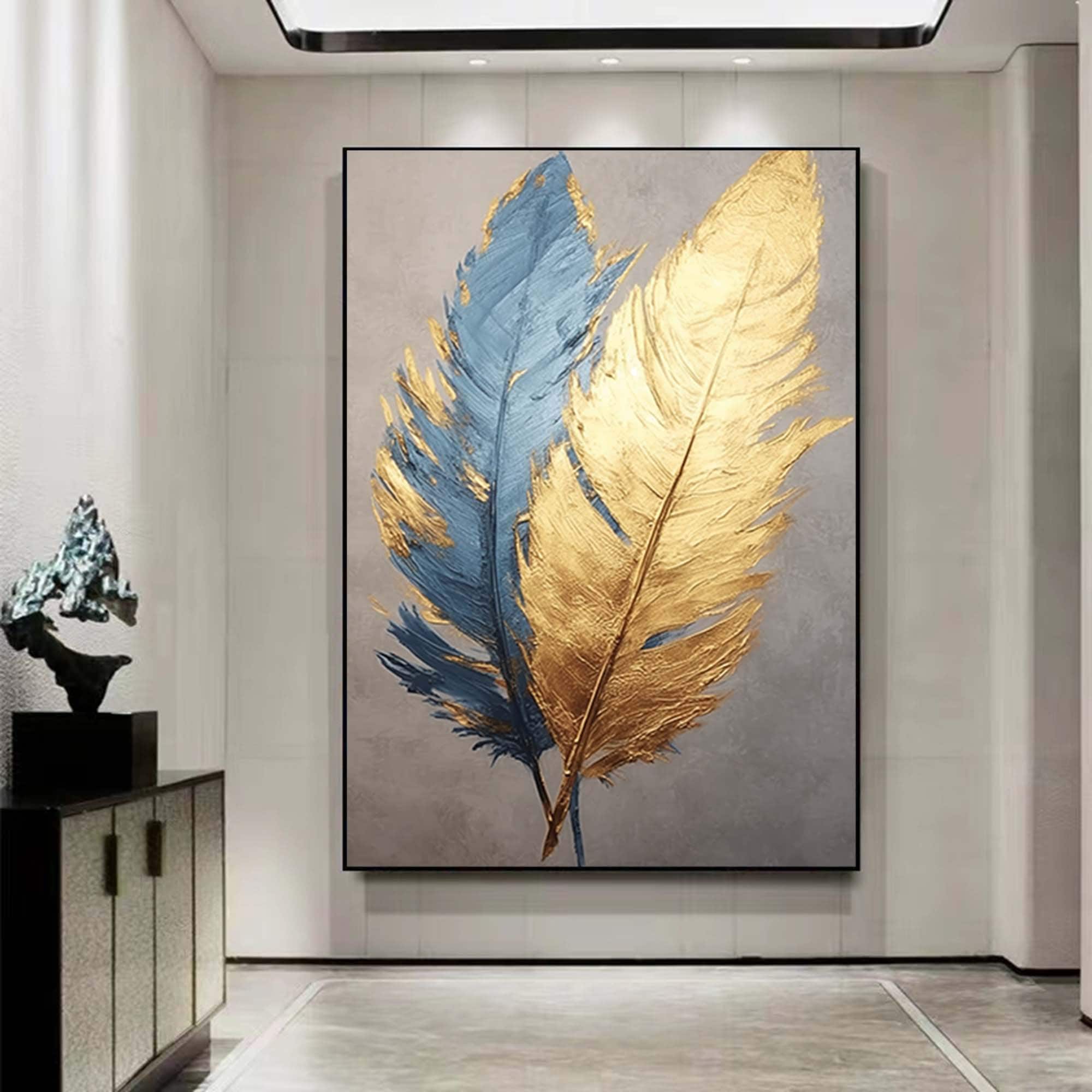 Original Feather Oil Painting on Canvas Modern Textured Wall - Etsy