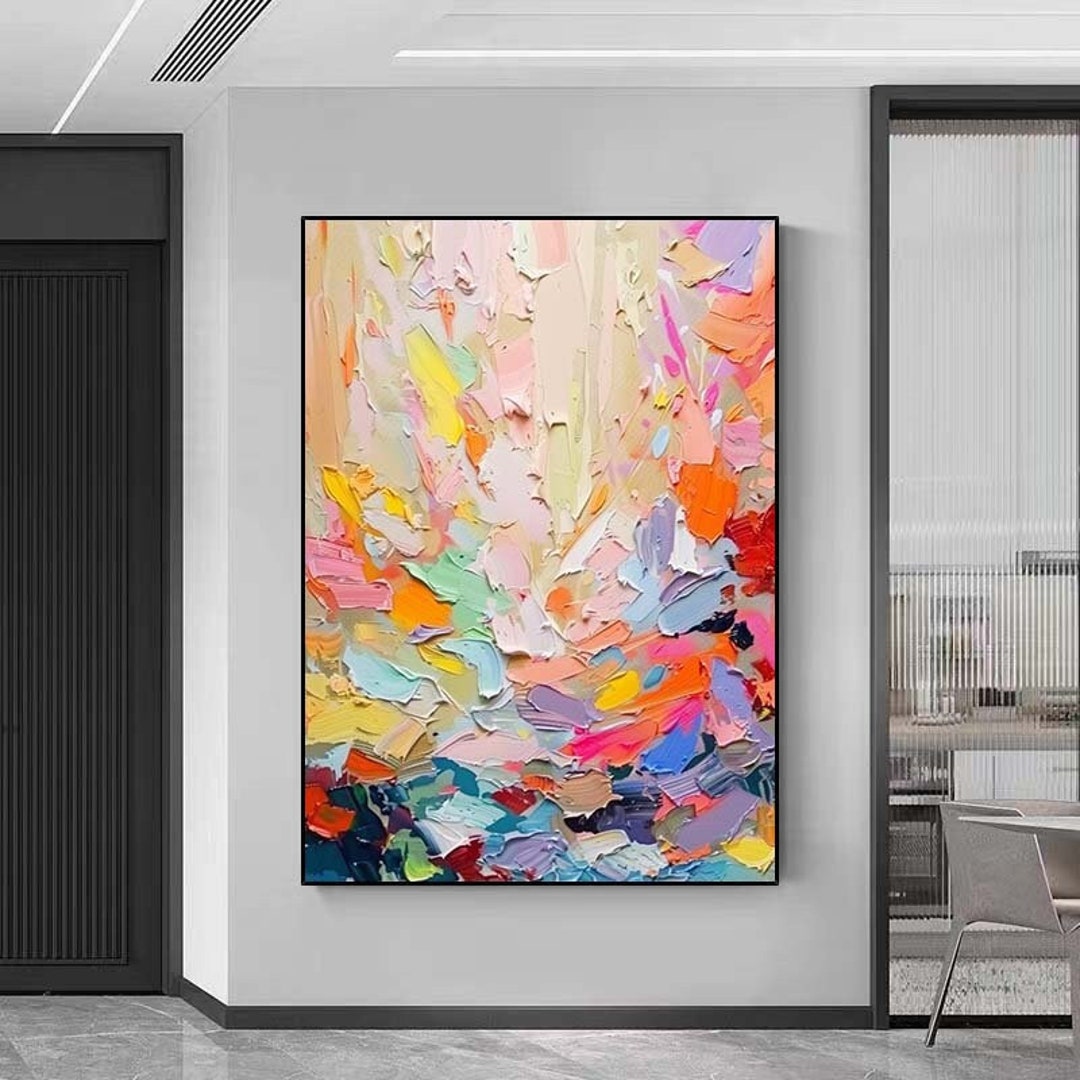 Colorful Knife Painting Large Colorful Abstract Painting Textured ...