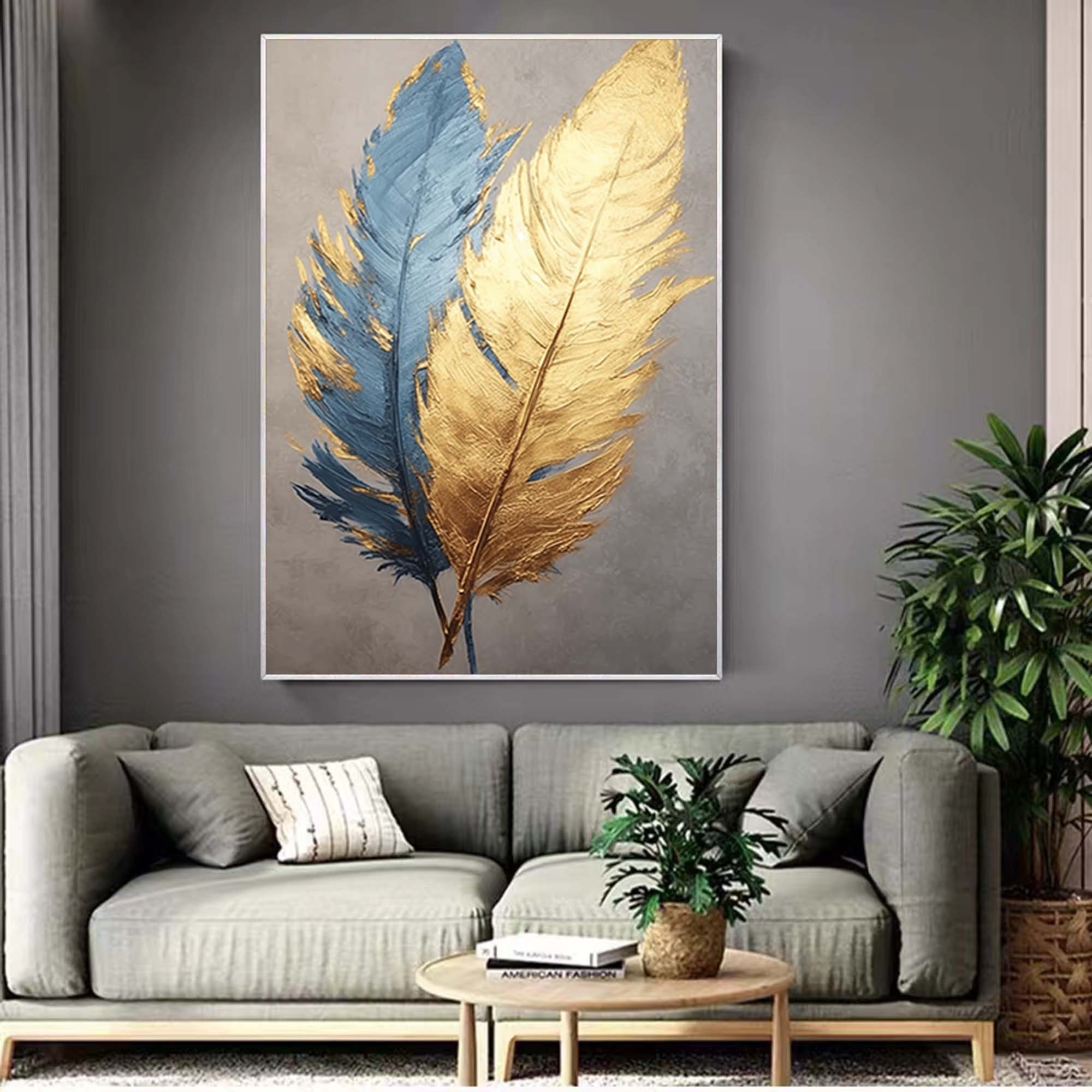 Original Feather Oil Painting on Canvas Modern Textured Wall - Etsy