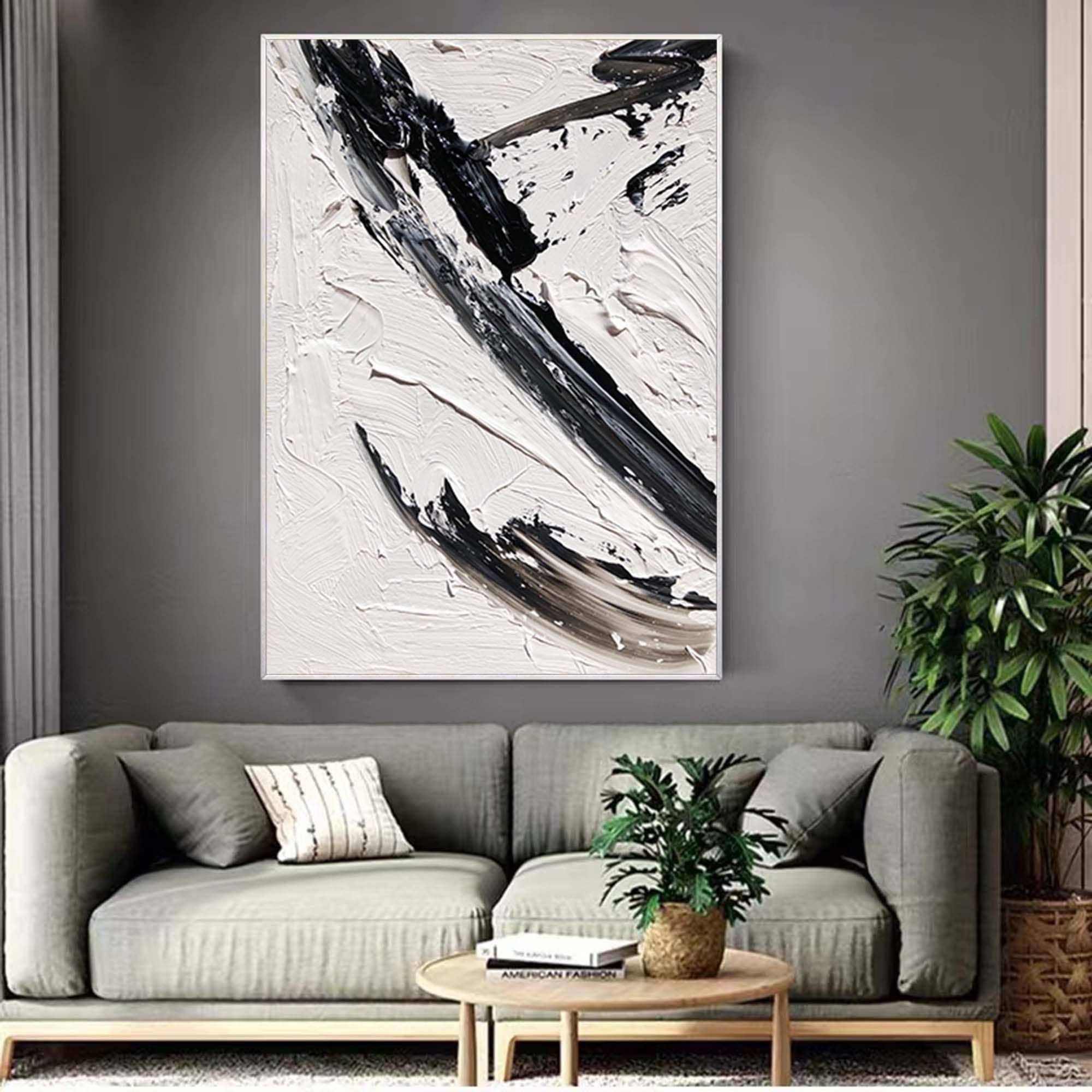 Black and White Abstract Art Black and White Painting Black Textured ...