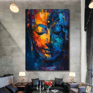Buddha Portrait Abstract Painting Peaceful Buddha Painting on Canvas ...