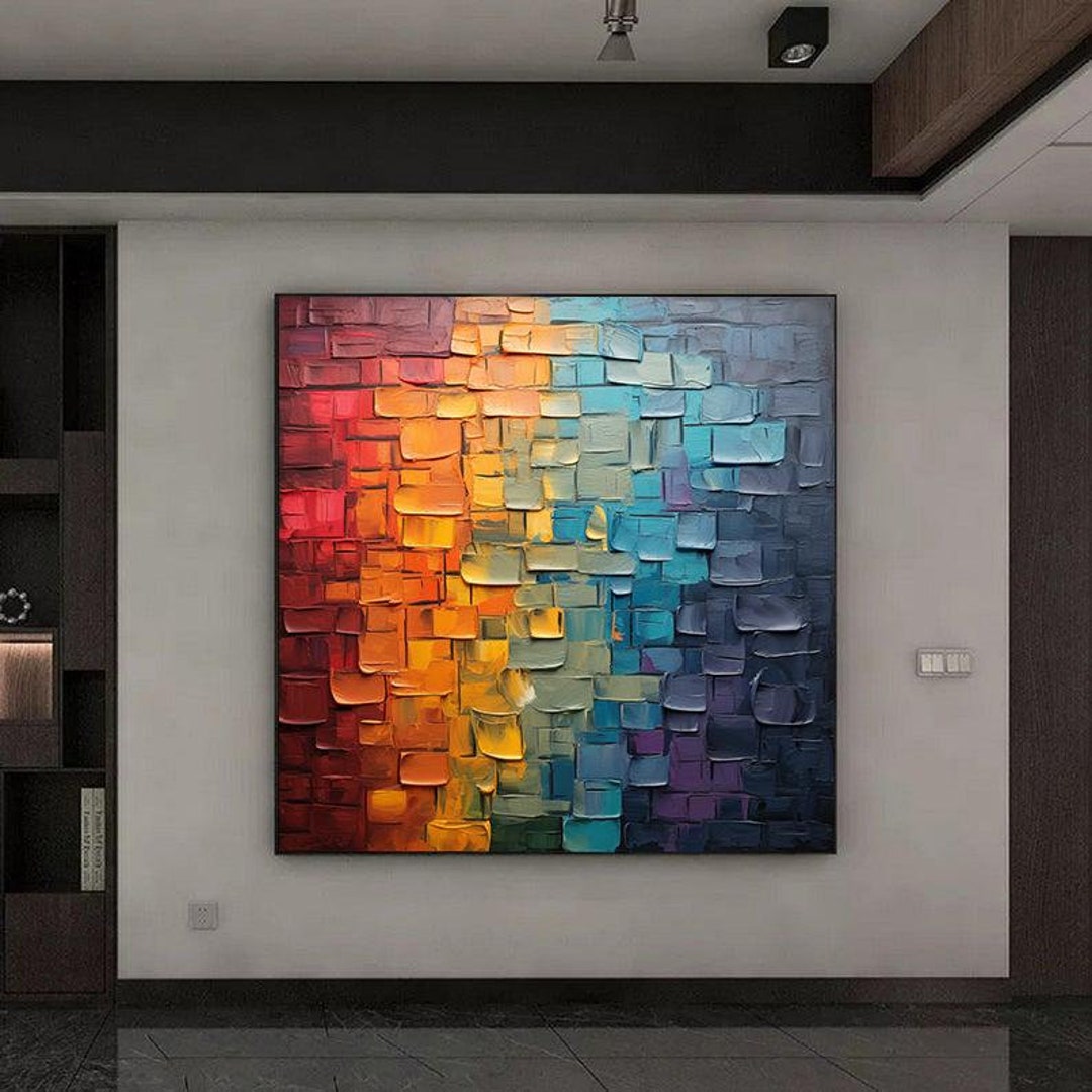 Original Colorful Block Oil Painting on Canvas, Knife Painting,large ...
