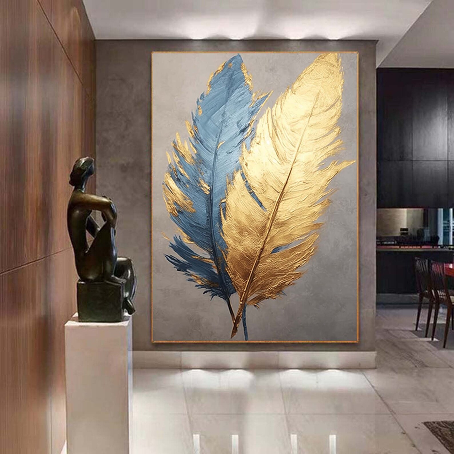 Original Feather Oil Painting on Canvas, Modern Textured Wall Art ...
