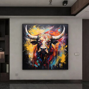 Bull Painting on Canvas,extra Large Abstract Art, Original OX Artwork ...