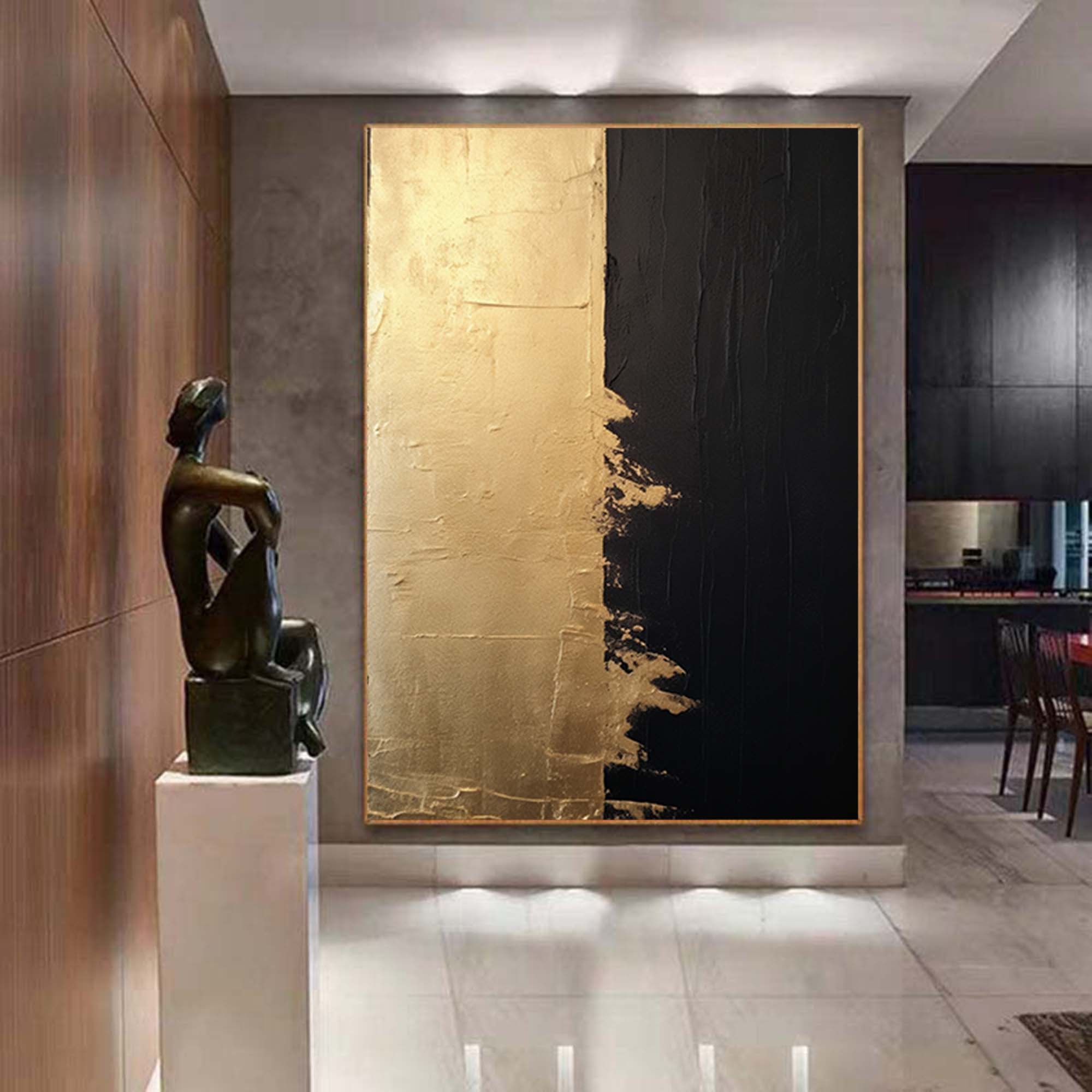 Black and Gold Abstract Art Original Abstract Painting on Canvas Gold ...