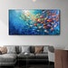 Abstract Blue Sea Painting,large Original Fish School Oil Painting on ...