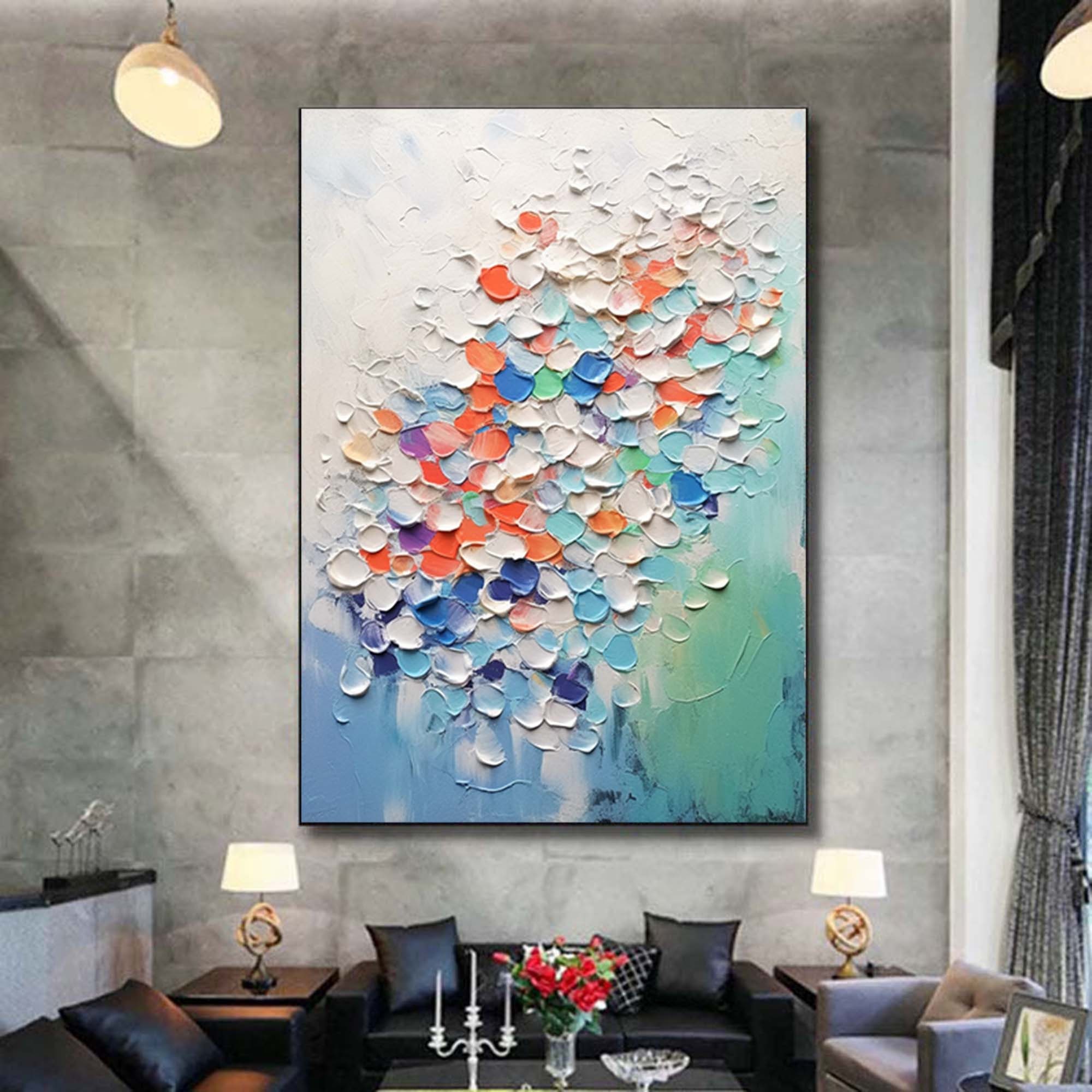 Colorful Knife Painting Large Colorful Wall Art Abstract Painting ...