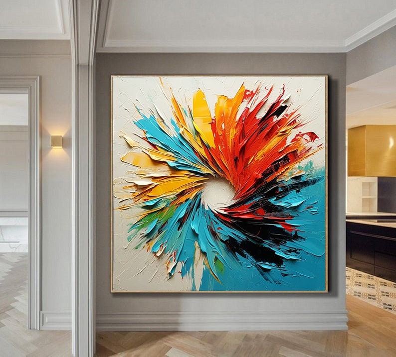 Original Colorful Abstract Knife Painting Extra Large Wall Art Textured ...