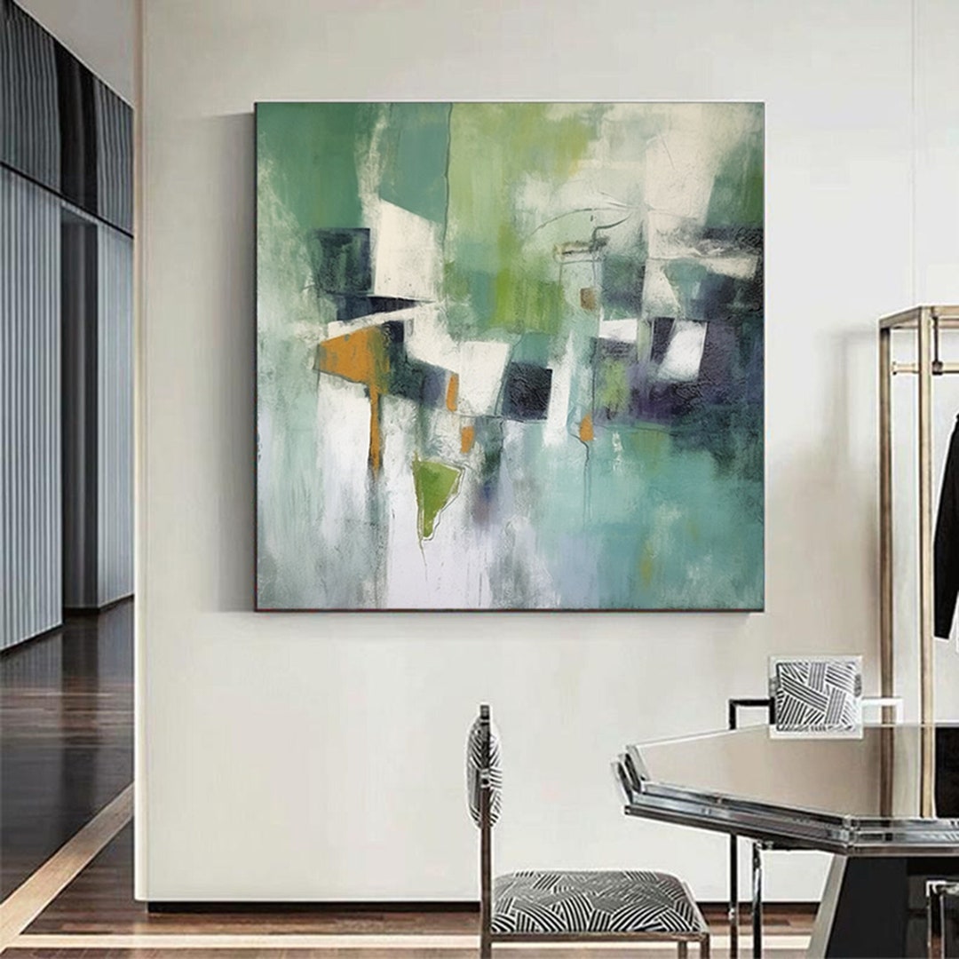 Green and White Oil Abstract Painting Original Abstract Original Canvas ...