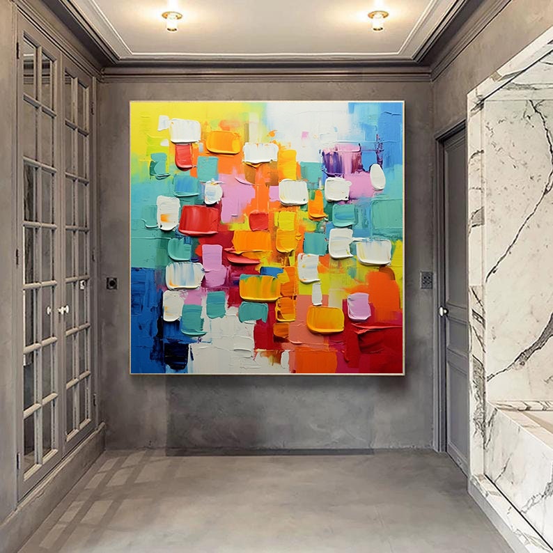 Hand-painted Color Block Abstract Oil Painting on Canvas,colorful ...