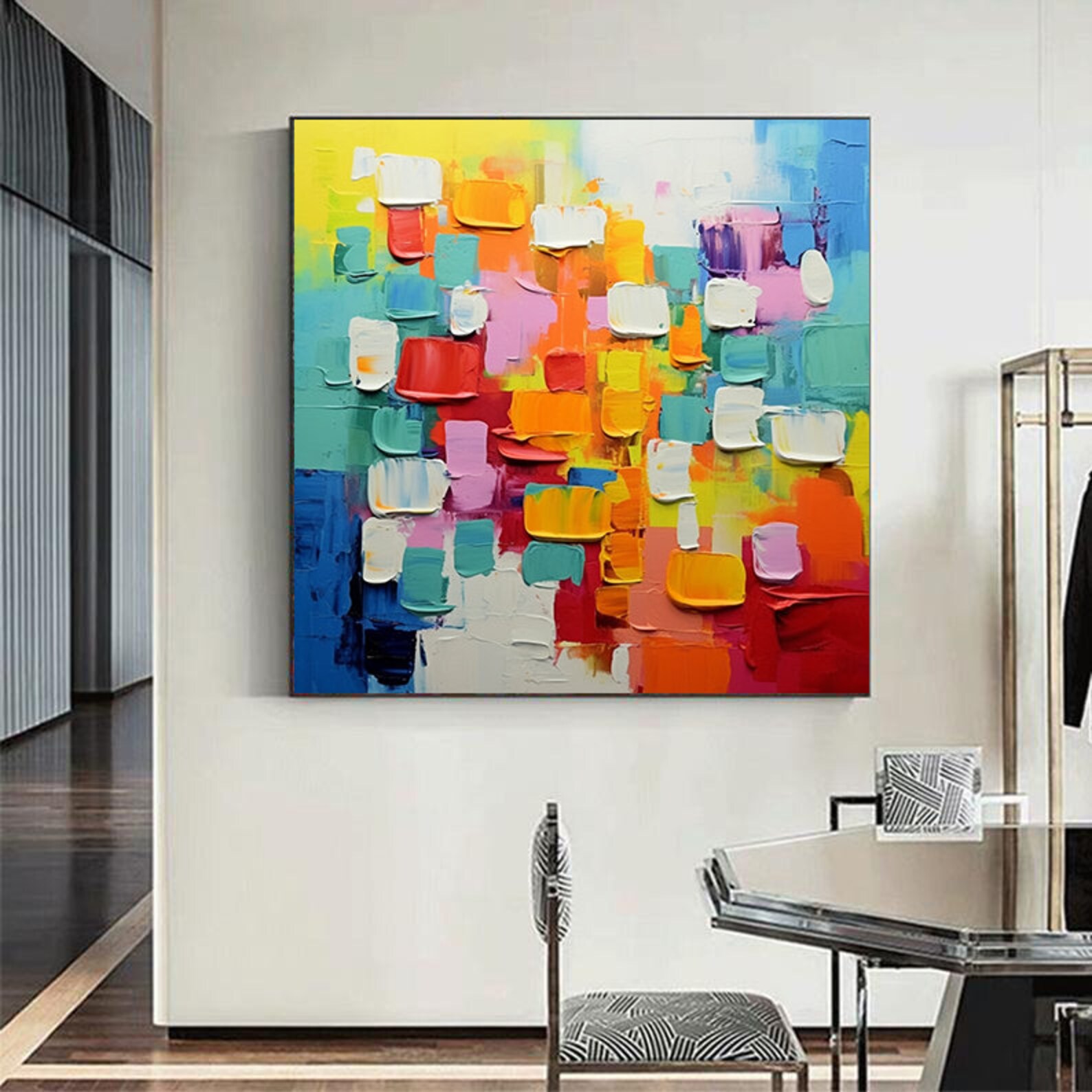 Hand-painted Color Block Abstract Oil Painting on Canvas,colorful ...