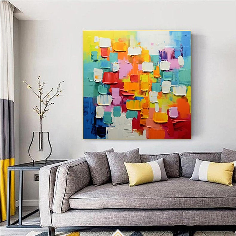 Hand-painted Color Block Abstract Oil Painting on Canvas,colorful ...