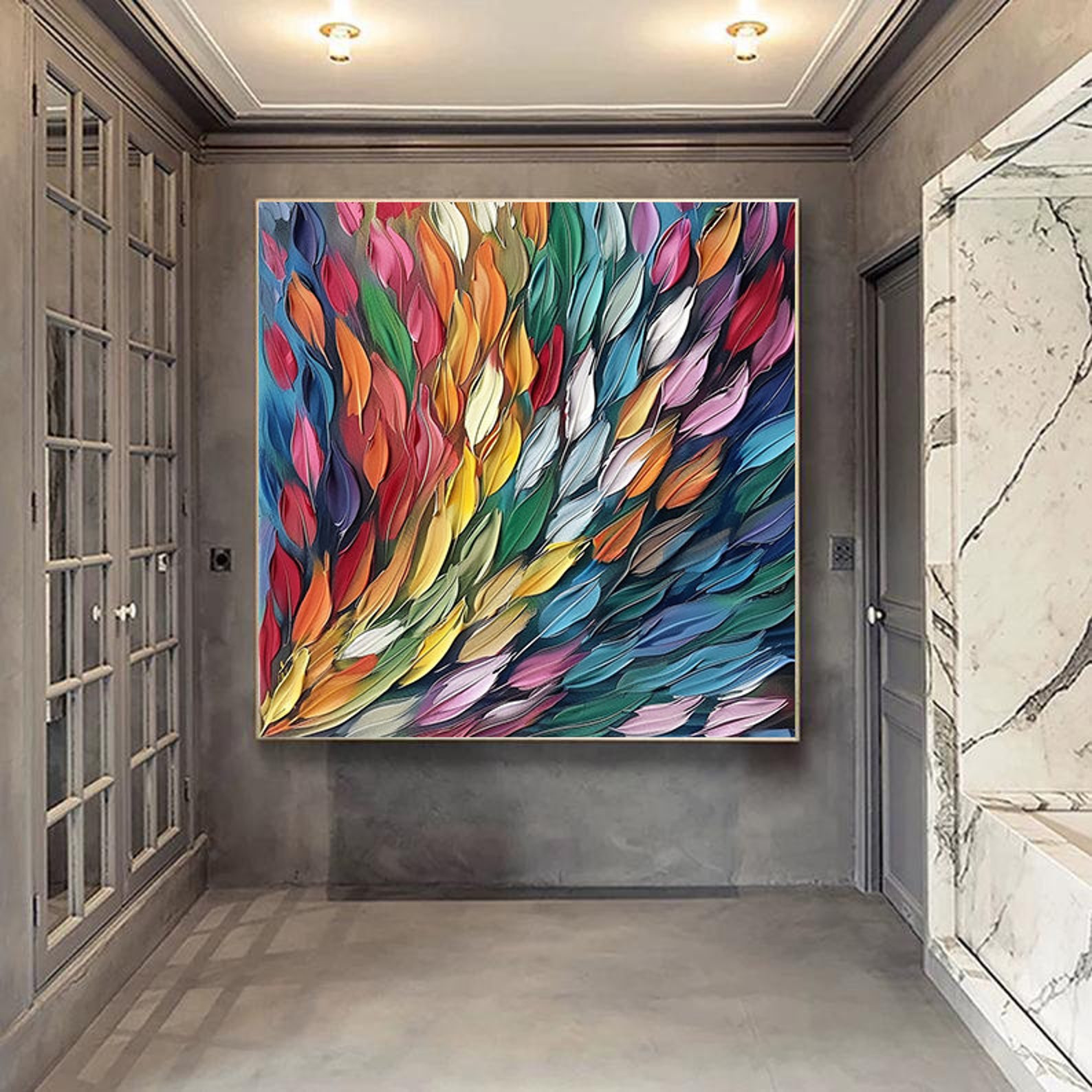 Abstract Feather Oil Painting on Canvas,fantasy Wall Art,original ...