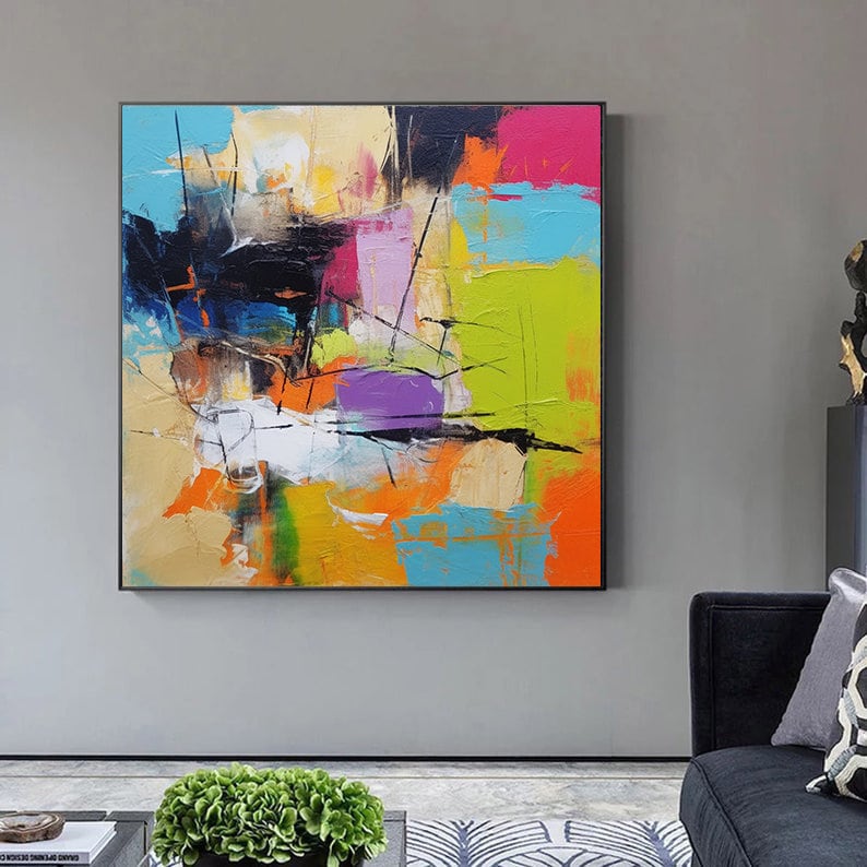 Colorful Abstract Oil Painting, Large Contemporary Wall Art, Large ...