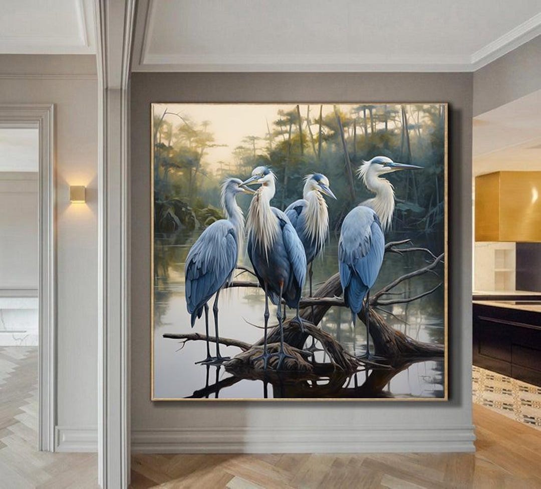 Great Blue Heron Art Original Great Blue Heron Oil on Canvas,heron ...