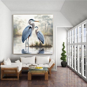 Great Blue Heron Art Original Great Blue Heron Oil on Canvas, Heron ...