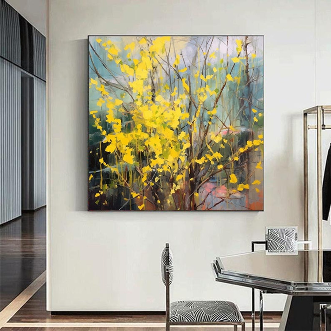 Yellow Forsythia Blossoms in My Garden Yellow Flowers Abstract Painting ...