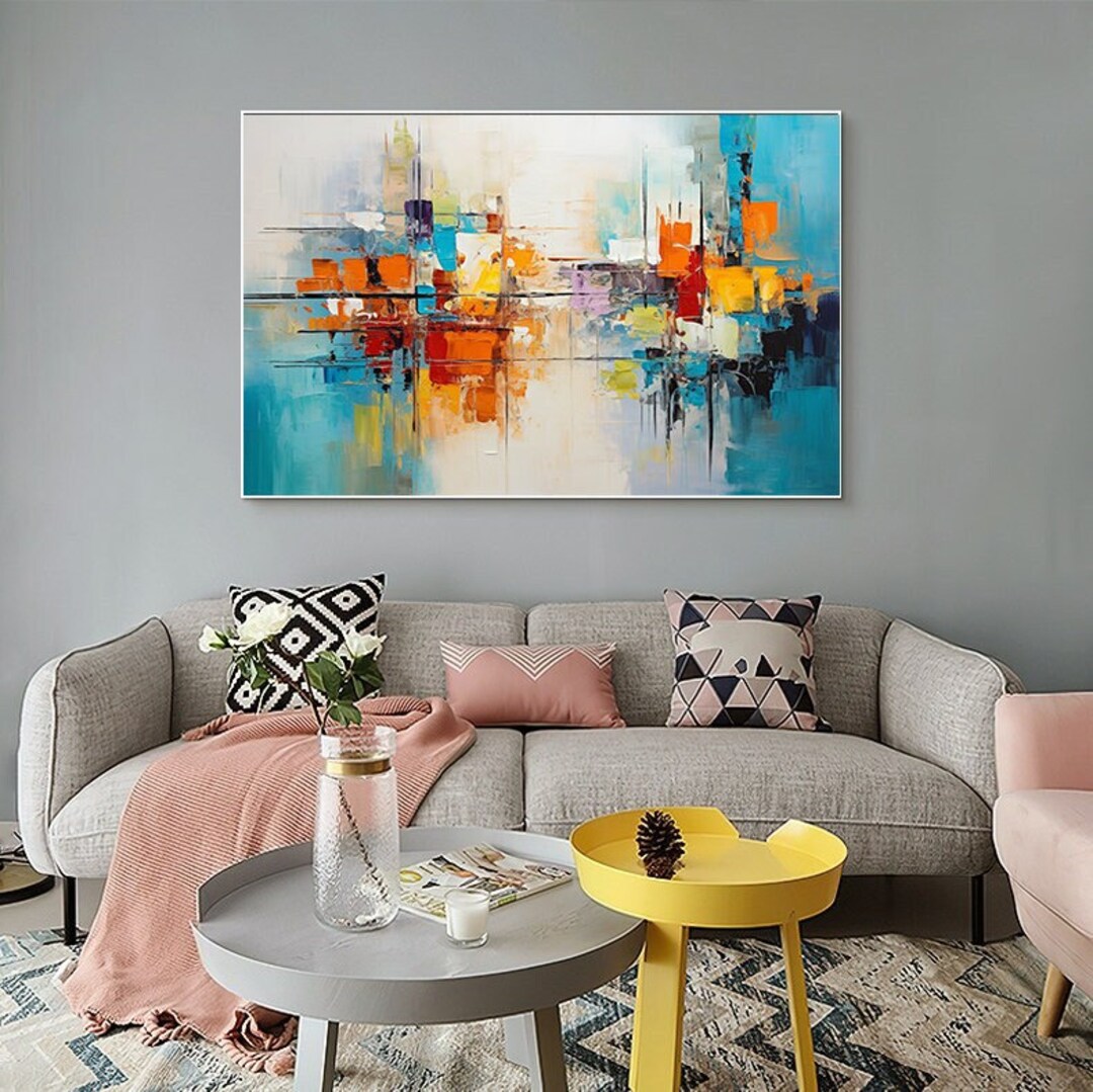 Large Modern Wall Art,large Abstract Paining,abstract Collage, Colorful ...
