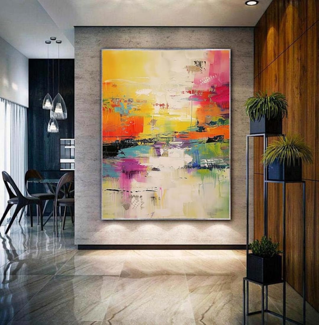 Original Colorful Oil Painting on Canvas, Large Colorful Abstract ...