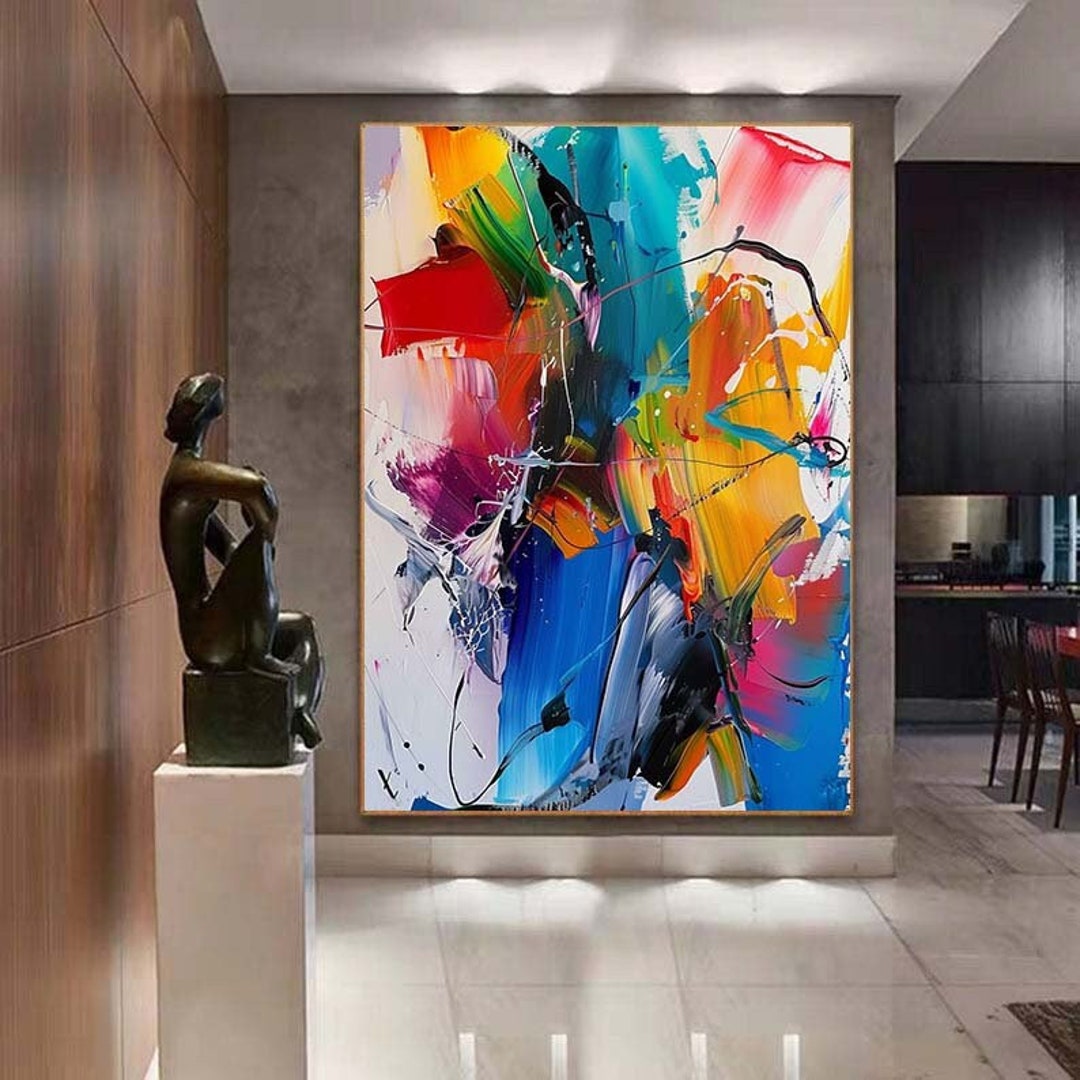 Large Wall Art Abstract,colorful Acrylic Canvas Art, Large Canvas Art ...