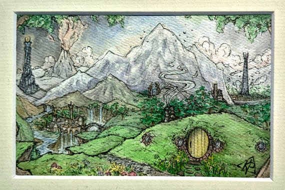 Watercolor Original Artwork Tolkien Tribute Painting etna.com.pe
