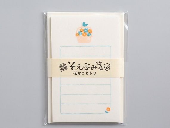 Japanese Washi Mini Letter Writing Set bird on the Flower - Etsy