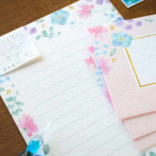 Japanese Washi Letter Writing Set pink Flowers / Today's - Etsy