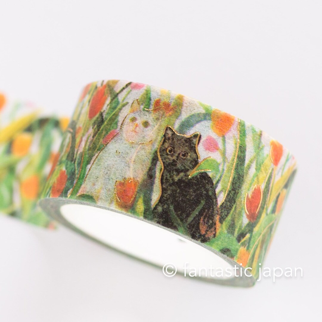 Gold Foil Masking Tape / Cat and Flower -lets Play Together!- - Etsy