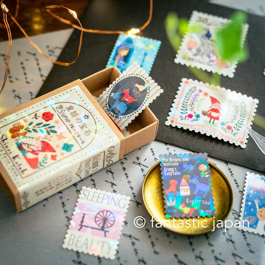 Postage Flake Stickers in a Match Box -grimm's Fairy Tales 2 - - Etsy