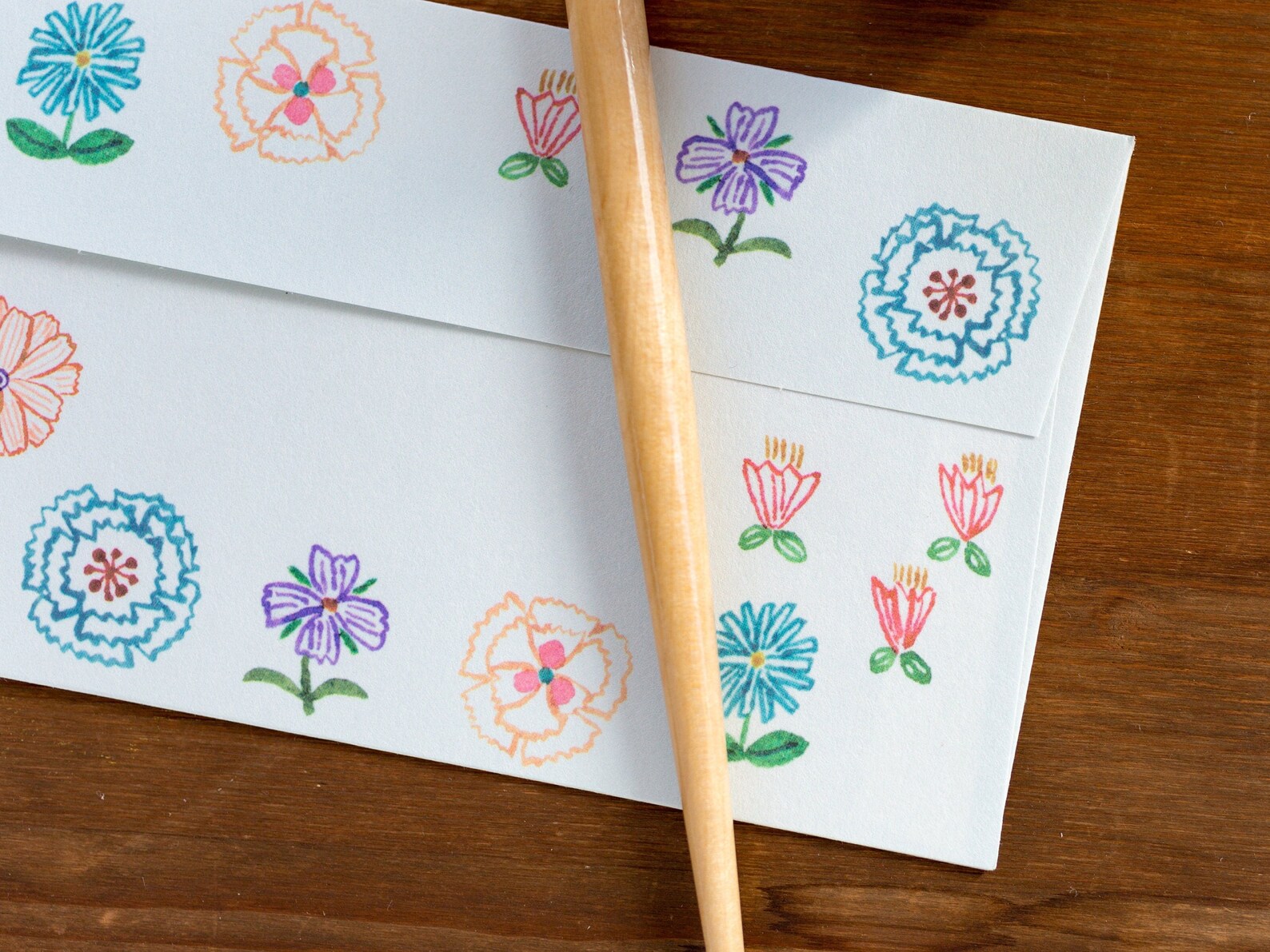Japanese Writing Letter Set cat With Flowers by Aiko Fukawa/ - Etsy