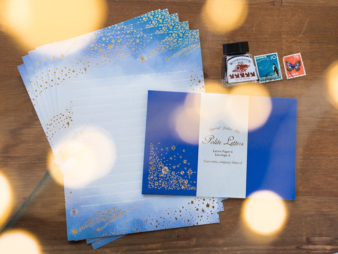 Gold Foiled Letter Writing Set polite Letters - Etsy