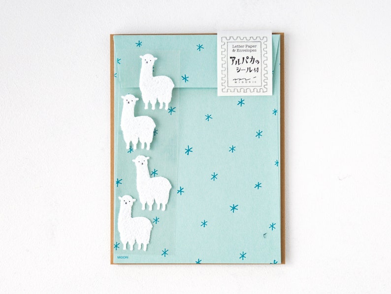 Japanese Letter Paper and Envelopes With Sticker -alpaca- by Midori ...
