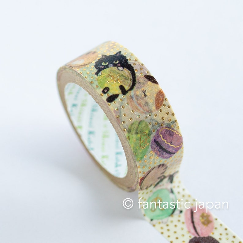 Gold Foil Glittering Masking Tape -cat With Macaron- / Shinzi Katoh ...